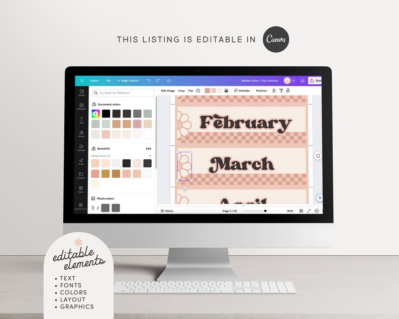 Classroom Flip Calendar Display, Pastel Retro Classroom Decor, Editable ...