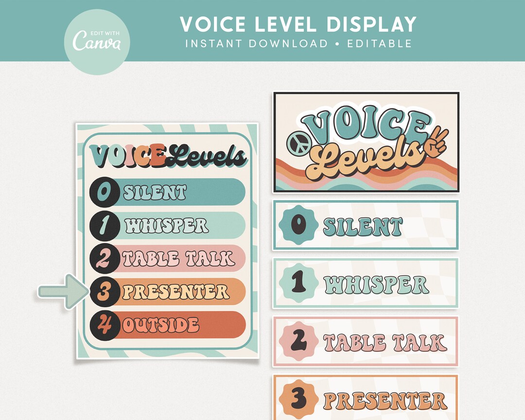 Voice Level Chart Classroom Printable Display, Editable in Canva ...