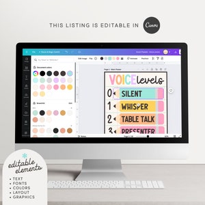 Voice Level Chart Classroom Printable Display, Editable in Canva ...