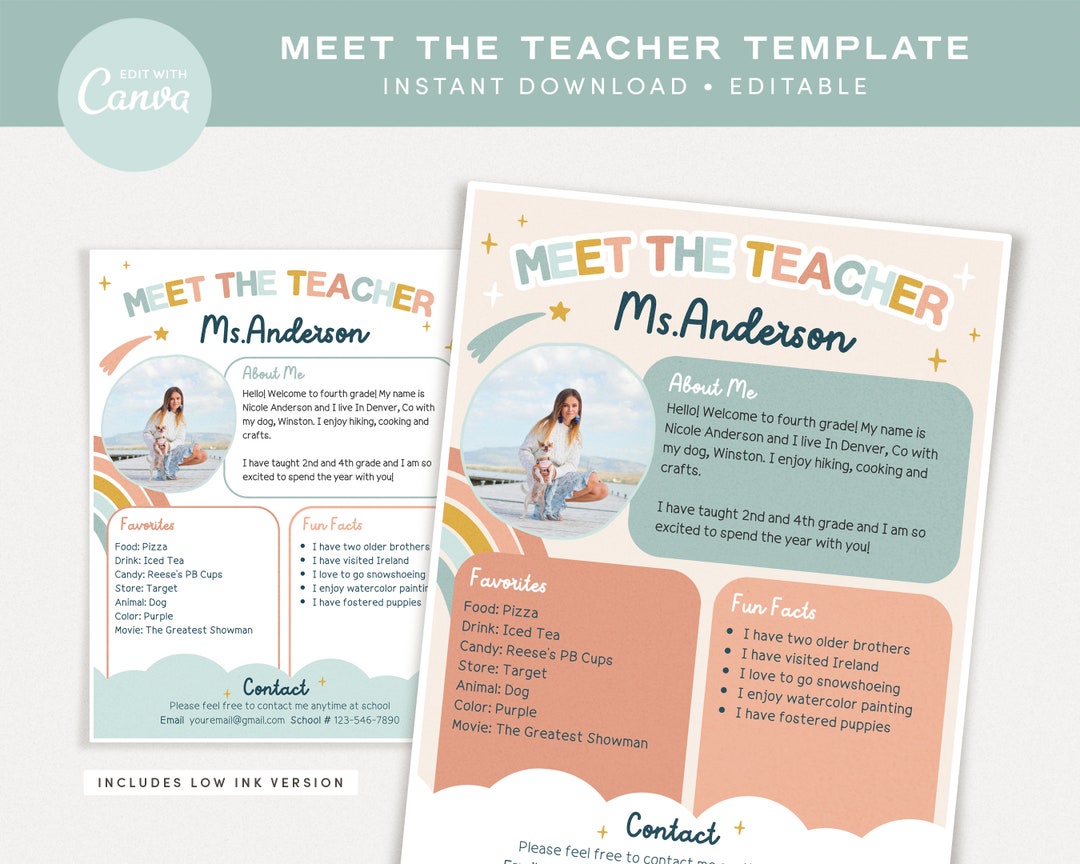 Meet the Teacher Classroom Printable Template Teacher - Etsy