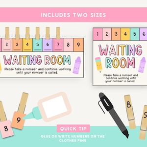 Teacher Waiting Room Printable Display, Editable in Canva, Bright ...