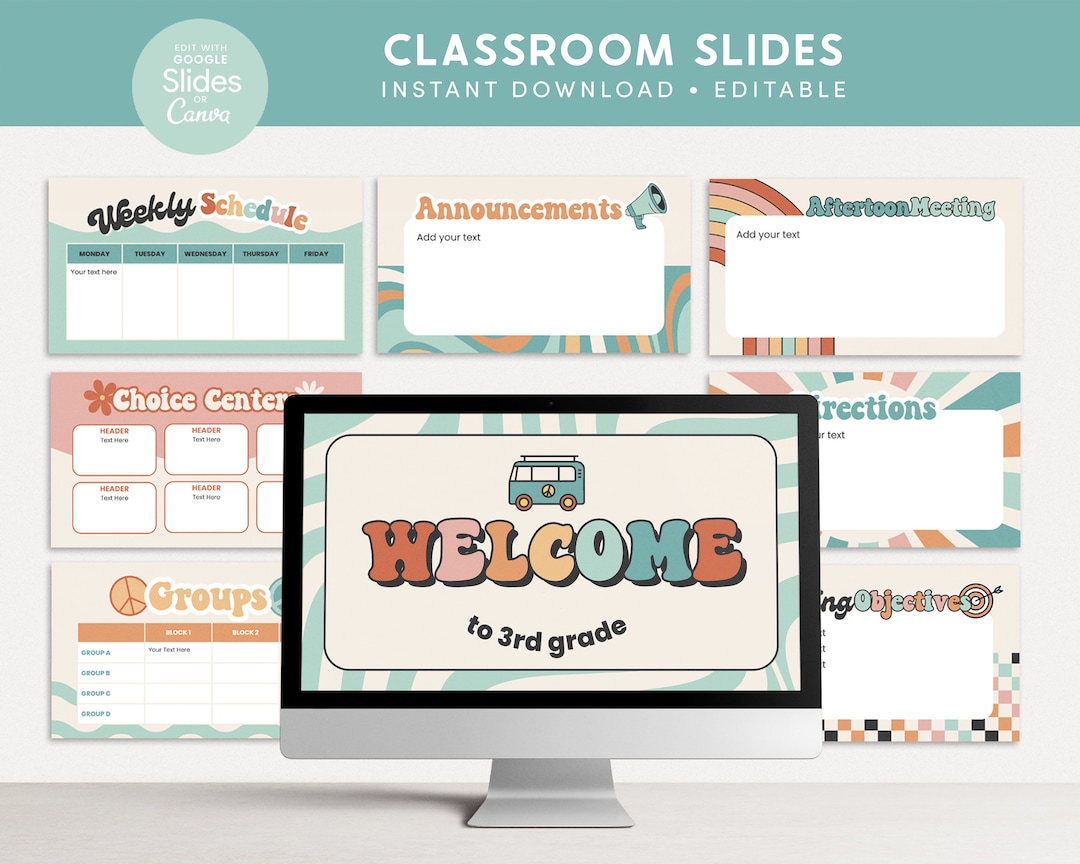 Groovy Classroom Google Slides and Canva Editable Presentation ...