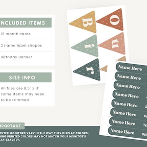 Classroom Birthday Printable Display, Editable in Canva, Boho Modern ...