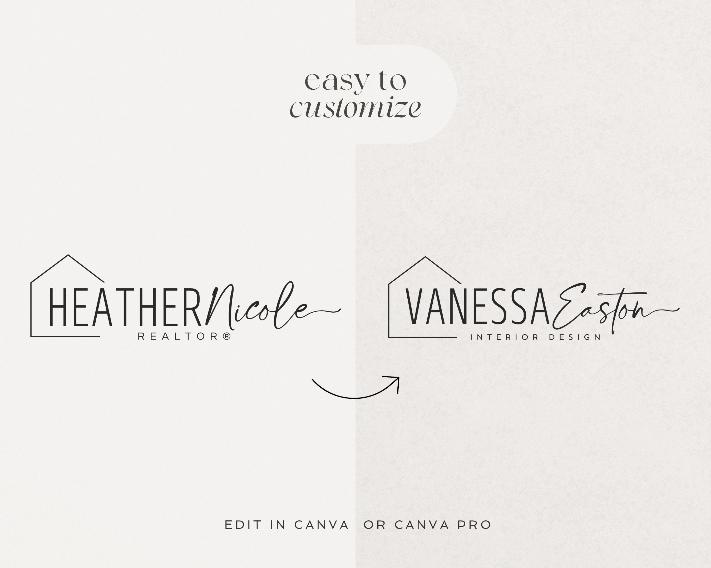 Editable Logo Design, DIY Canva Realtor House Logo, Elegant Logo, Real ...