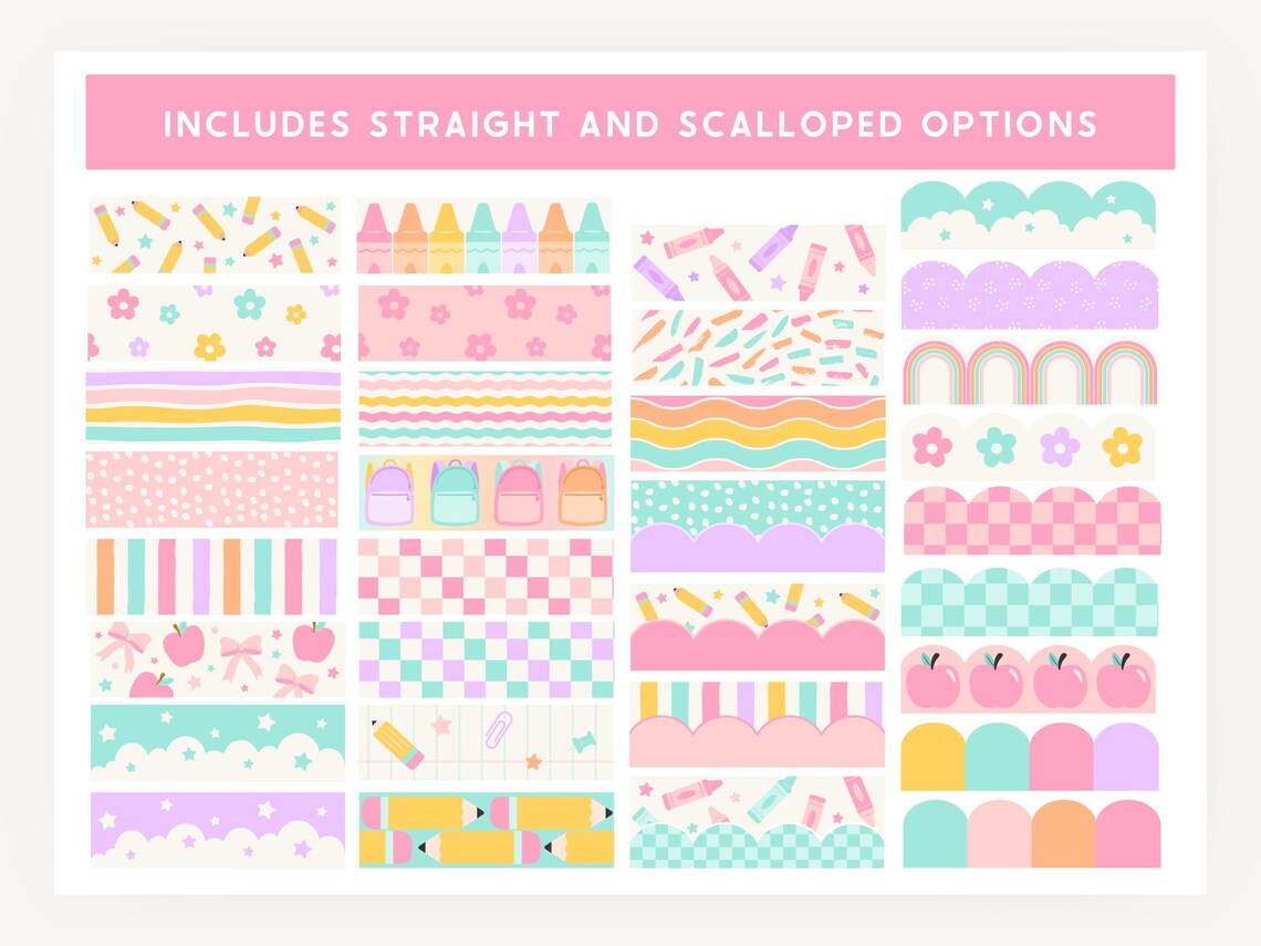 Classroom Bulletin Board Borders, Editable Canva Templates, Bright ...