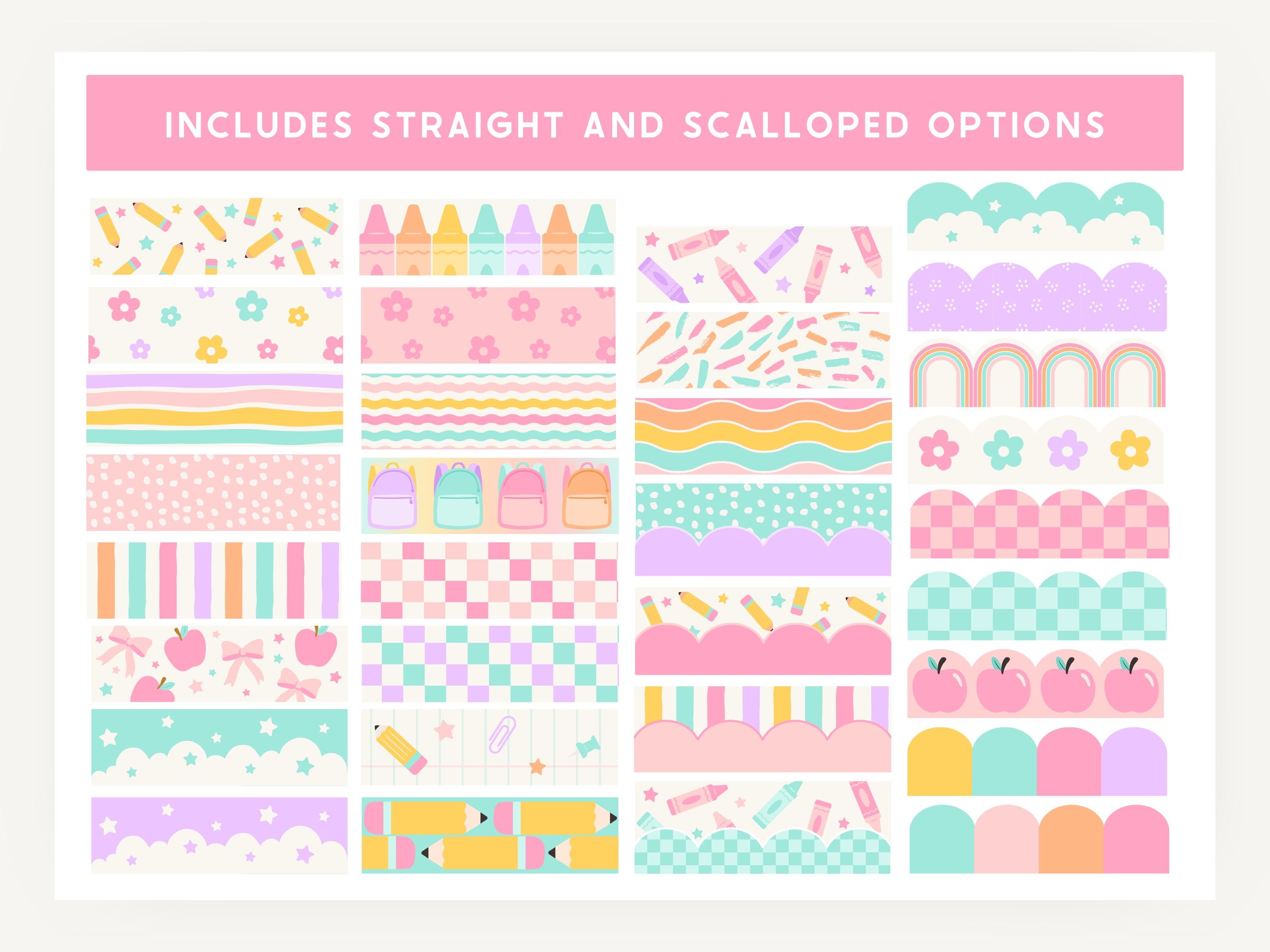 Classroom Bulletin Board Borders, Editable Canva Templates, Bright ...