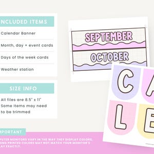 Classroom Calendar Display and Weather Station, Printable Cute Pastel ...