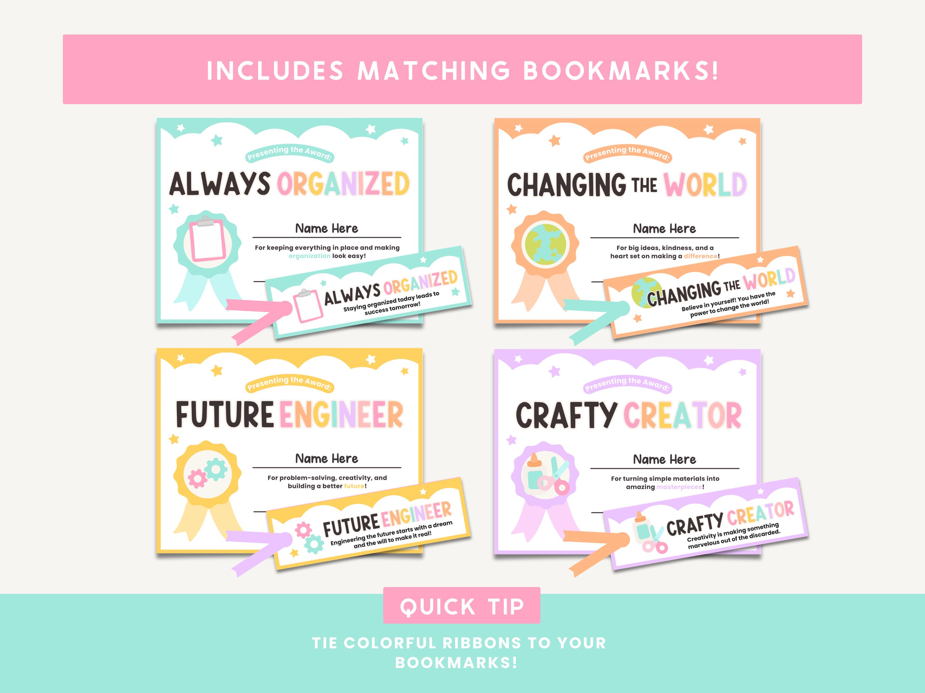 Editable Classroom End of Year Awards & Matching Bookmarks | Student ...
