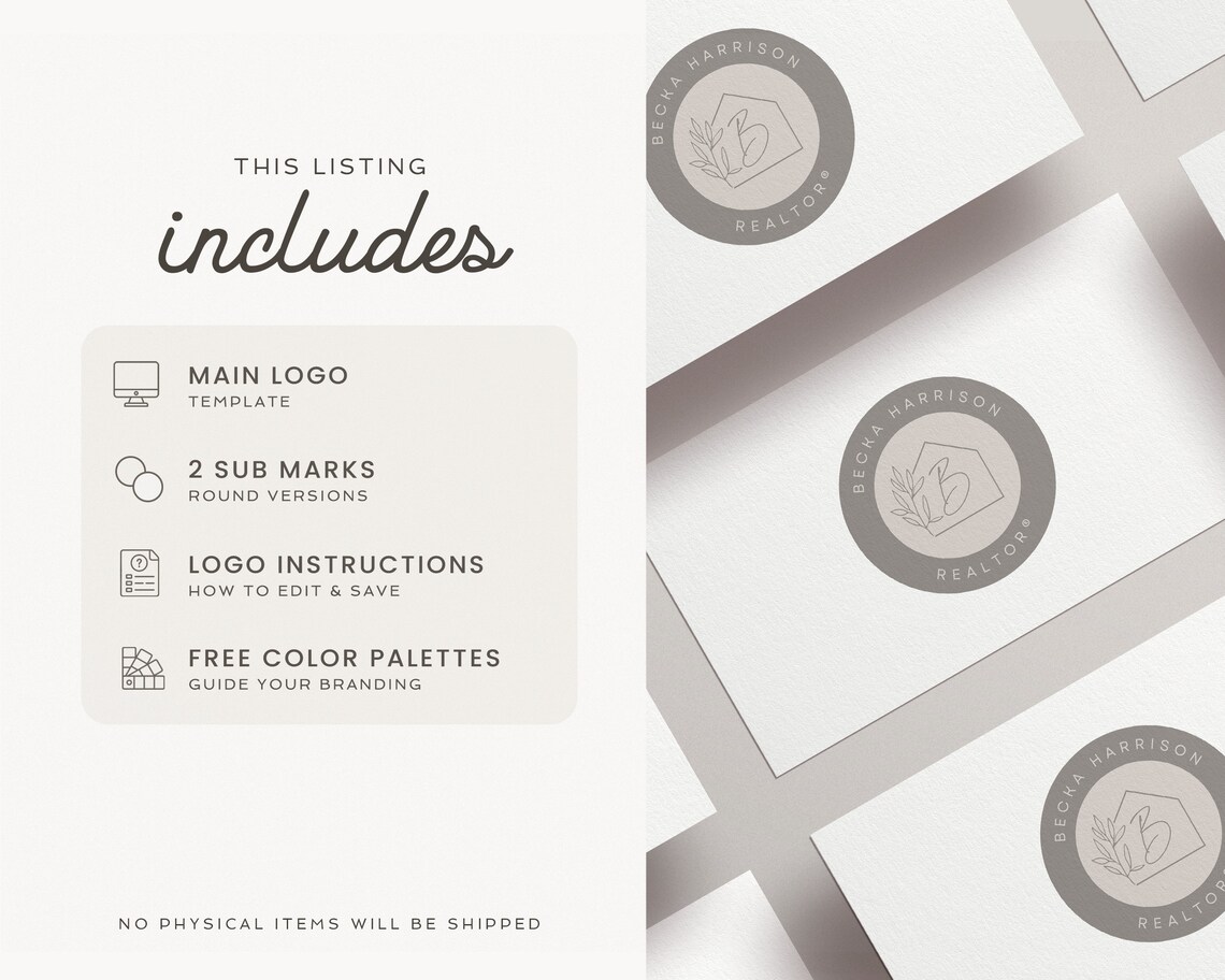 Editable Logo Template, DIY Real Estate Design, Elegant Leaf Realtor ...