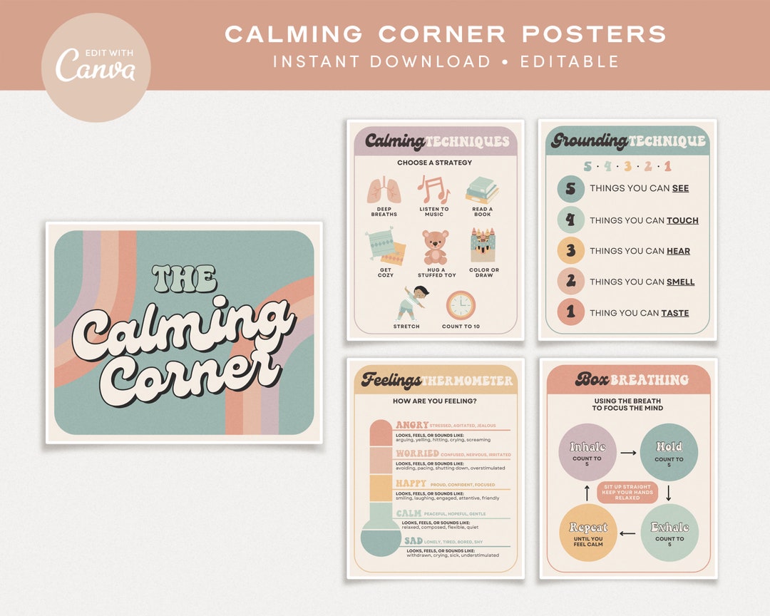 Calming Corner Editable Classroom Printables Calm Down - Etsy