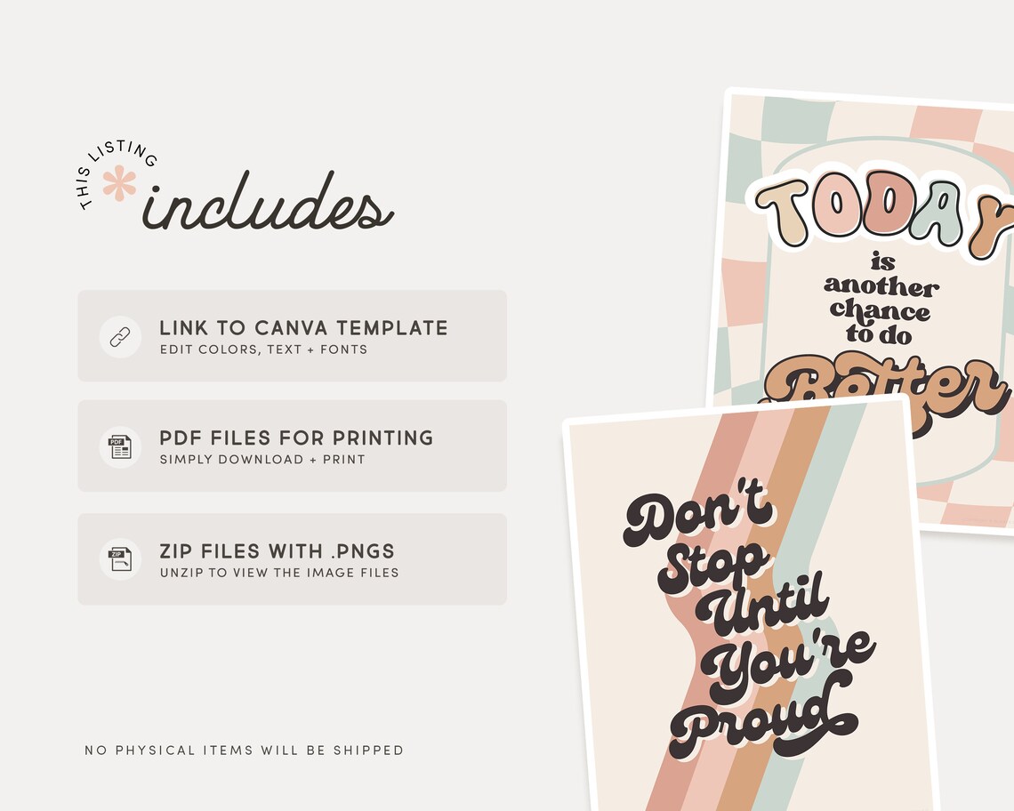 Growth Mindset Editable Classroom Printable Posters, Groovy Retro ...