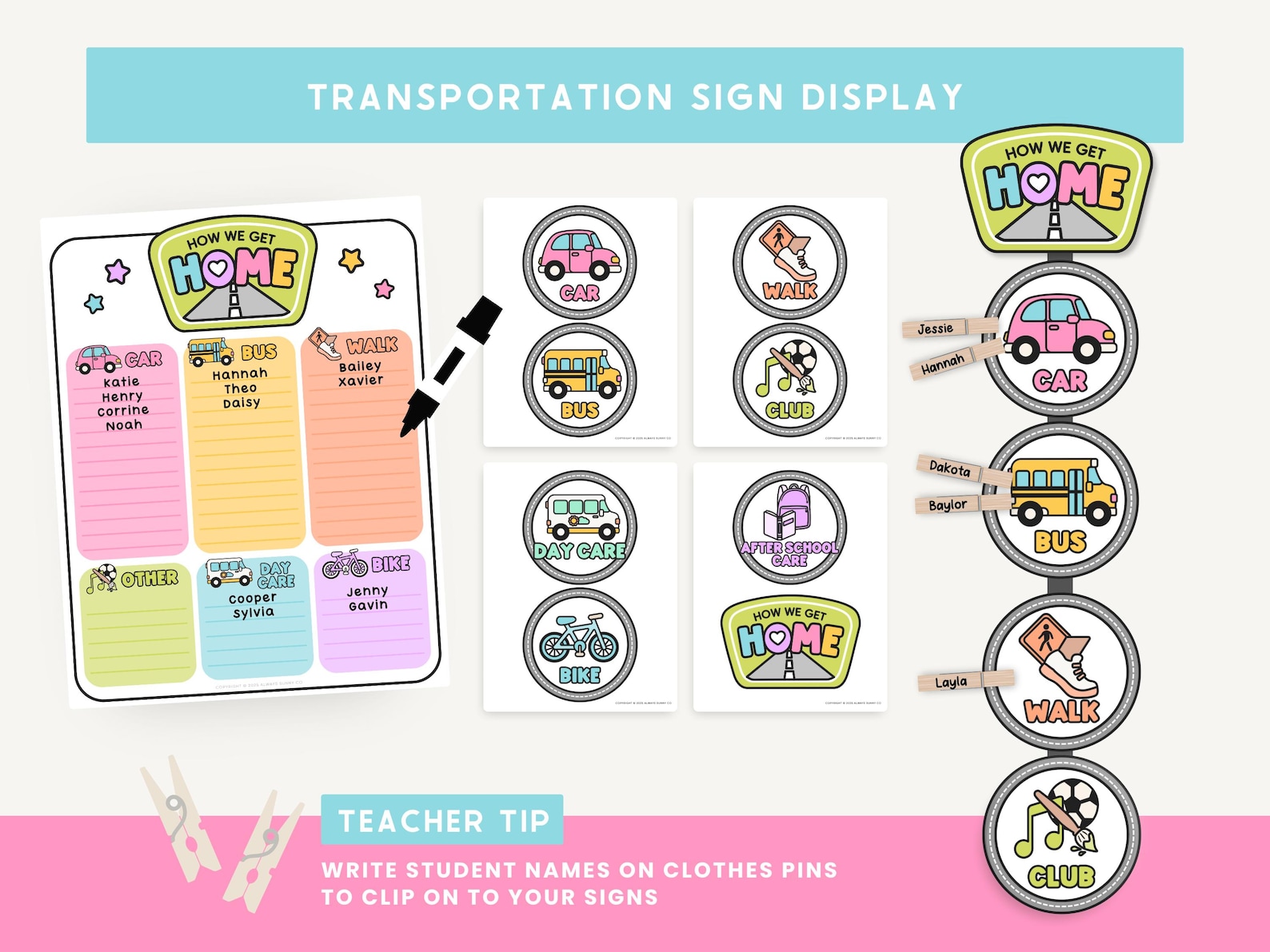 How Do We Get Home Clip Chart Classroom Printable, Student ...