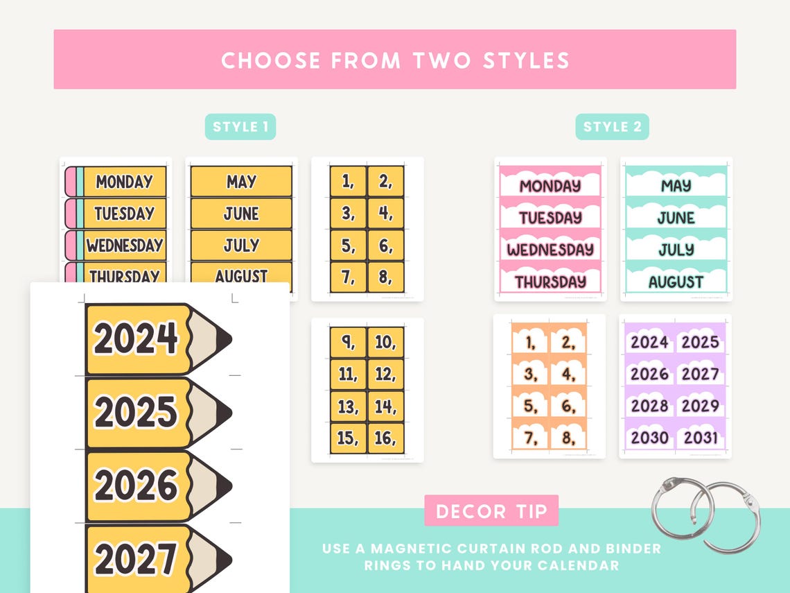 Classroom Flip Calendar Display, Bright Pastel Classroom Decor ...