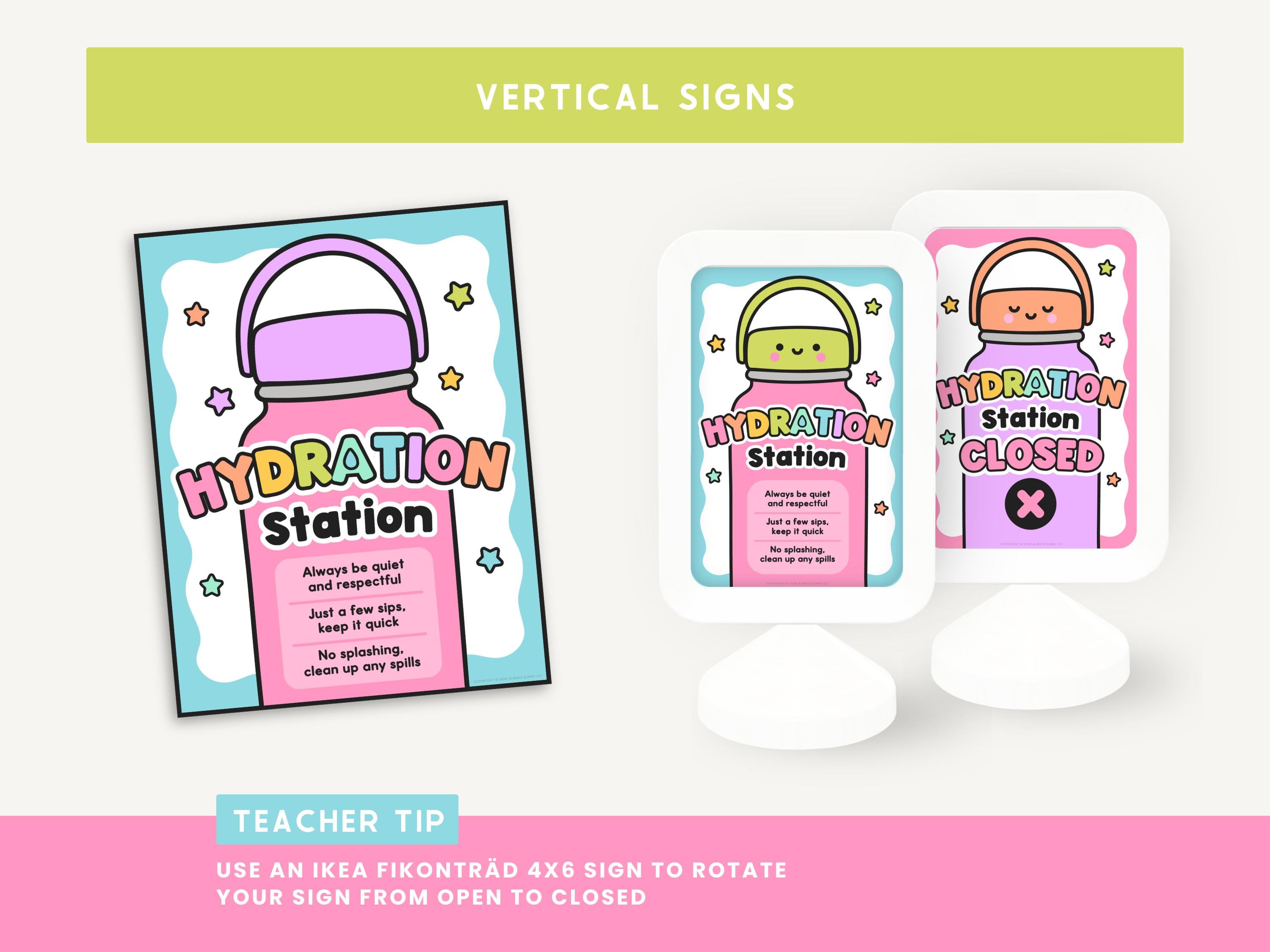 Editable Hydration Station Classroom Decor | Kinder Brights Water ...