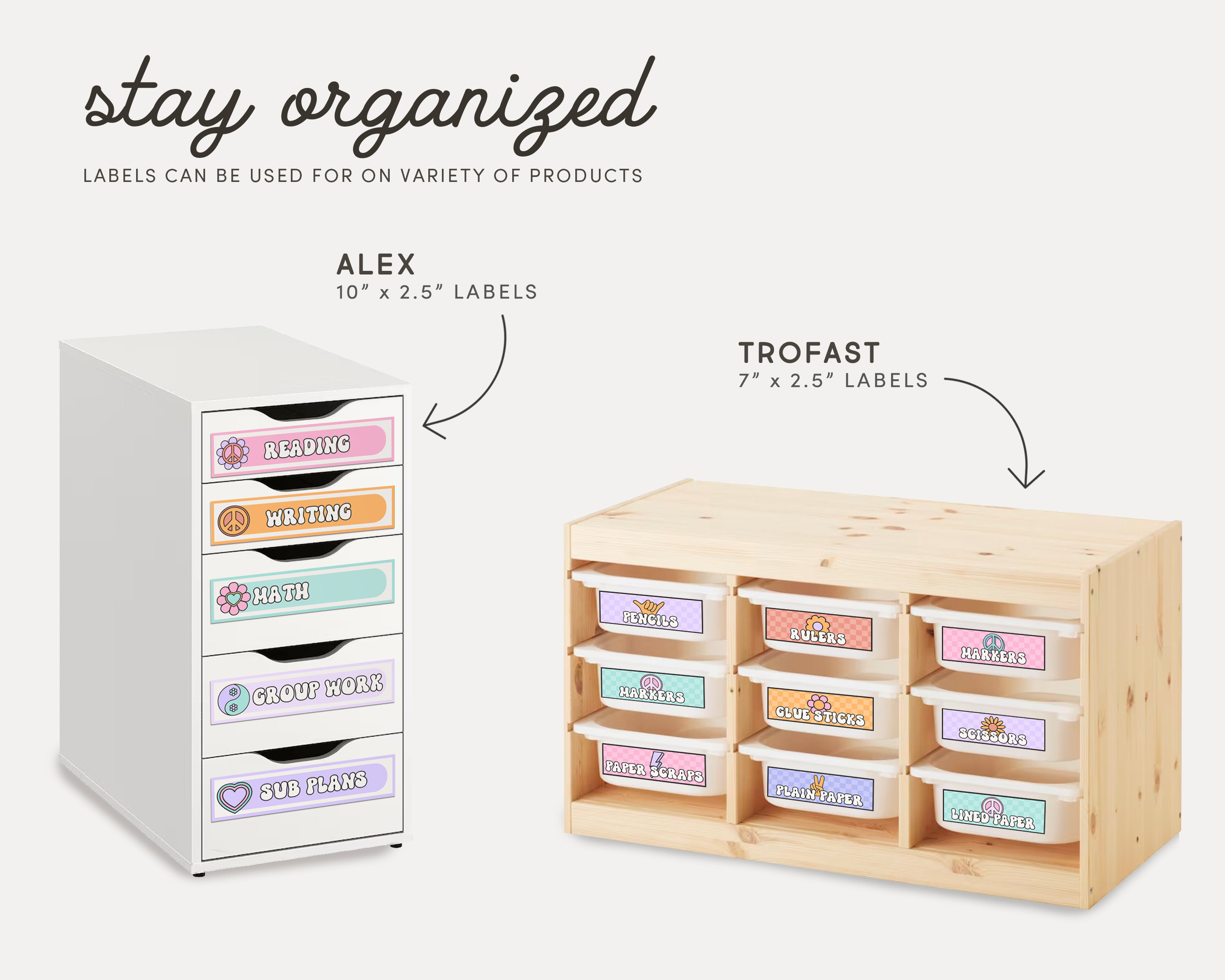 Classroom Labels Editable Templates, Pastel Groovy Classroom ...