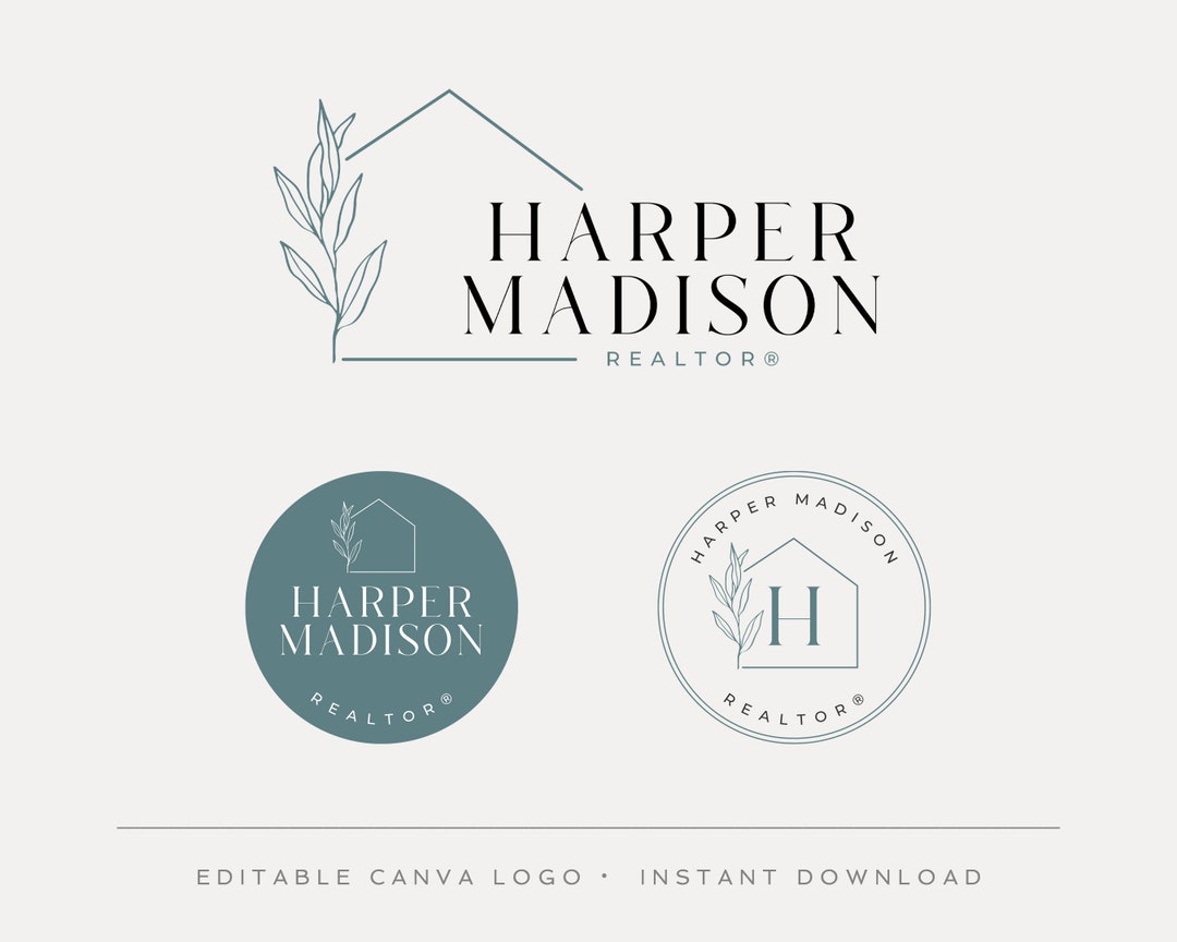 Editable Logo Design, DIY Canva Realtor House Logo, Elegant Logo, Real ...