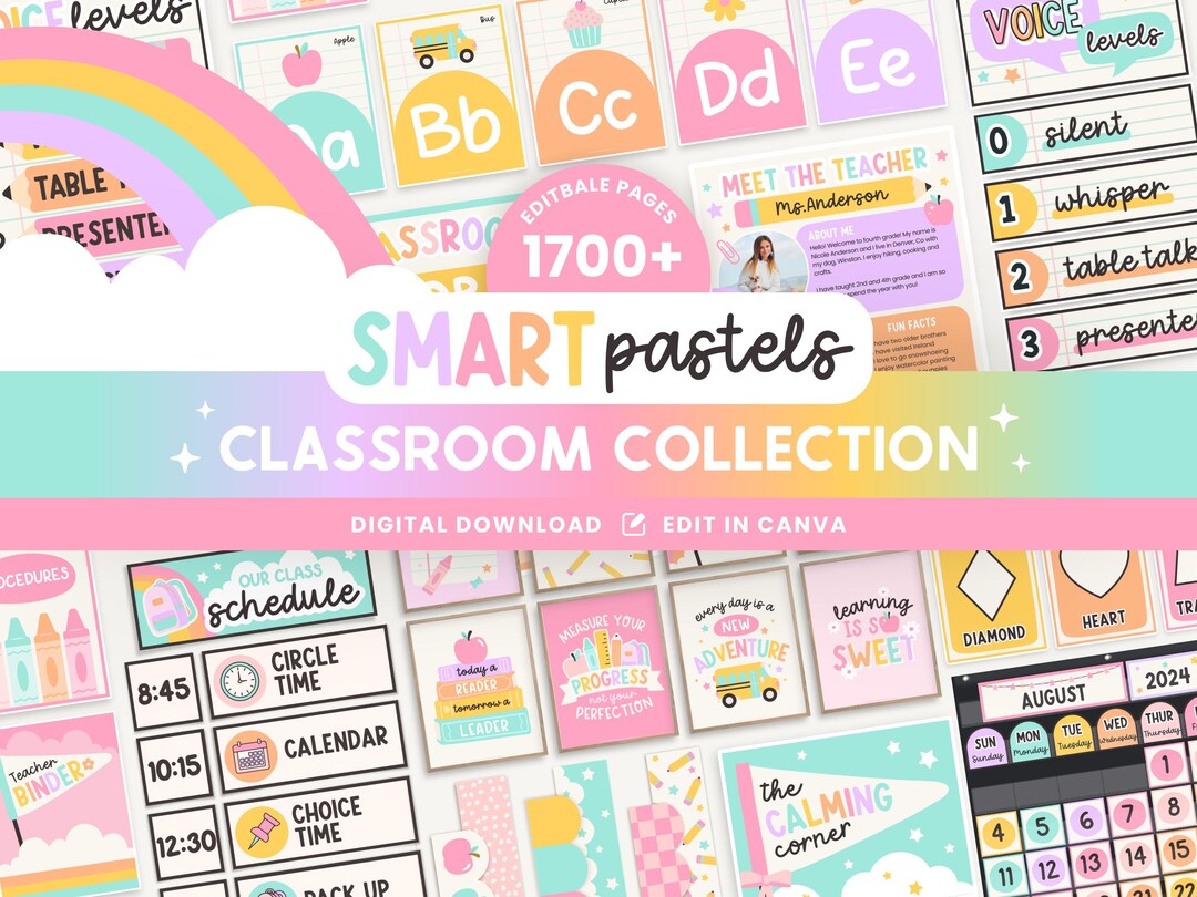 Editable Classroom Smart Pastels Complete Collection Printable Bundle ...
