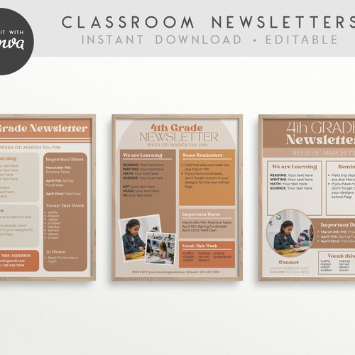 Classroom Newsletter Editable Templates Back to School Boho - Etsy