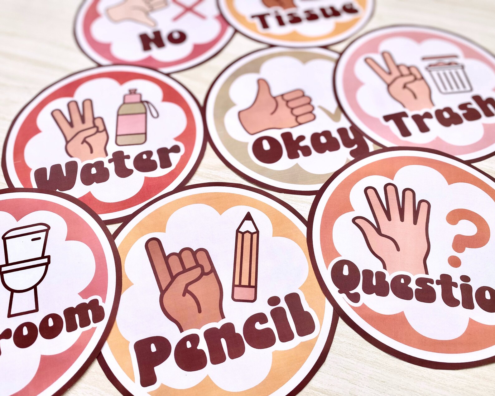 Classroom Hand Signals Poster Display, Editable in Canva, Retro Groovy ...