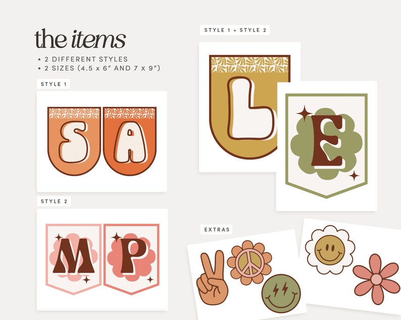 Classroom Bulletin Board Letters, Editable in Canva, Groovy Retro ...