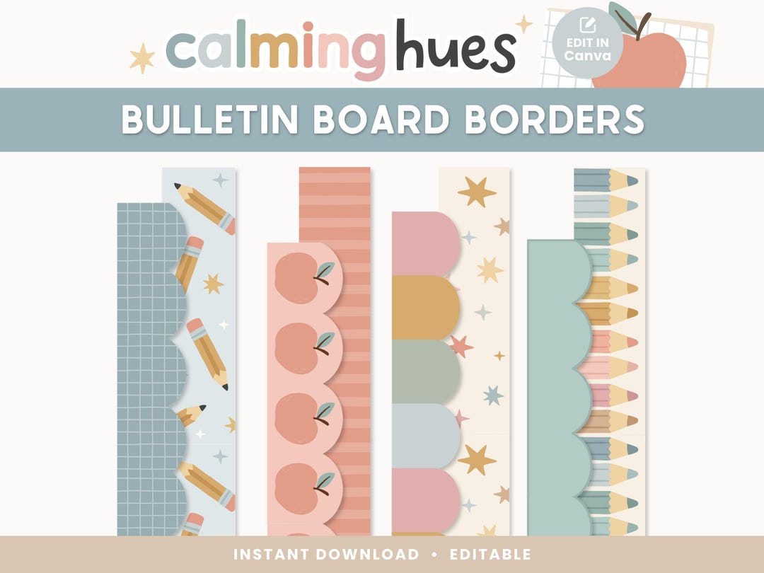 Editable Classroom Bulletin Board Borders | Calming Classroom Decor ...