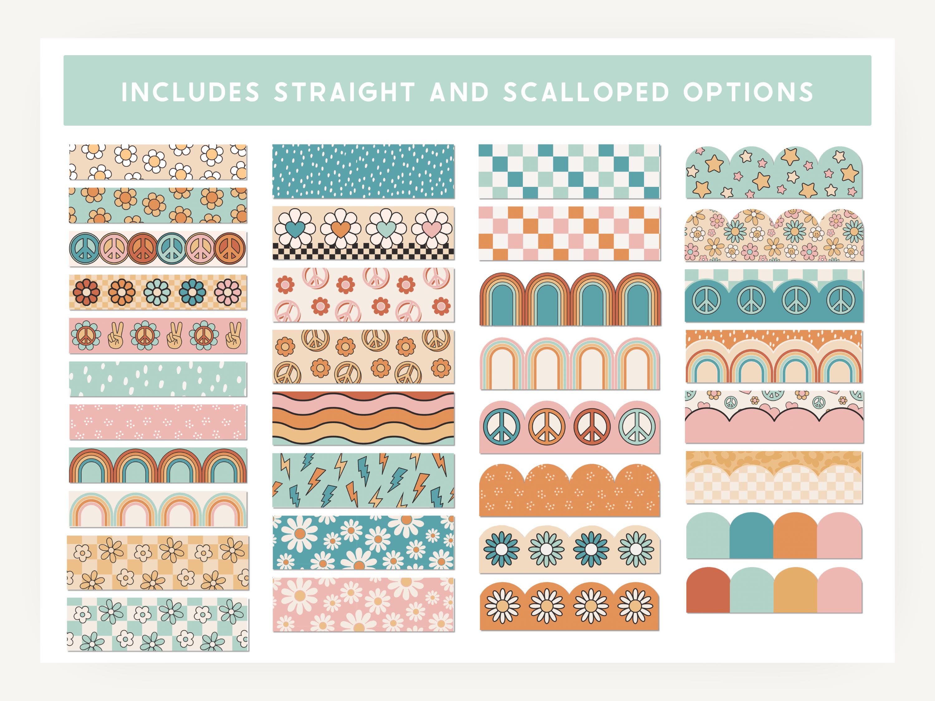 Classroom Bulletin Board Borders, Editable Canva Templates, Groovy ...