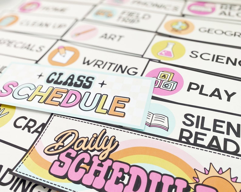 Classroom Visual Schedule, Editable Canva Template, Bright Desert ...