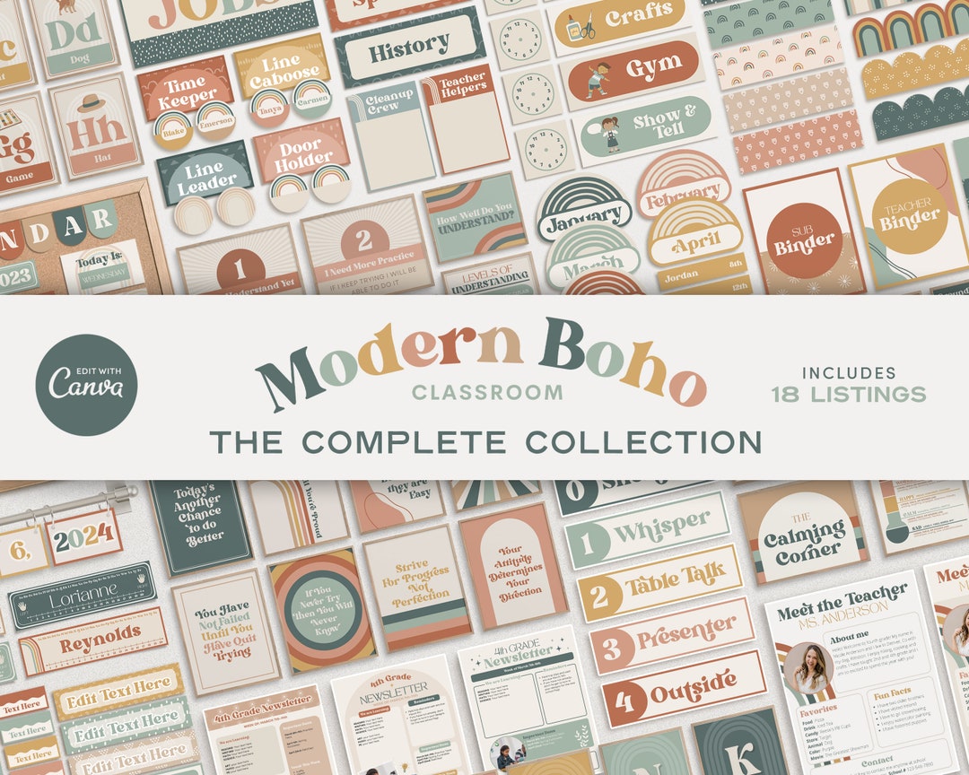 Editable Classroom Modern Boho Complete Collection Printable - Etsy UK