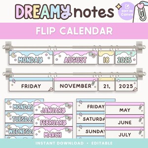 Classroom Flip Calendar Display, Cute Pastel Classroom Decor, Editable ...