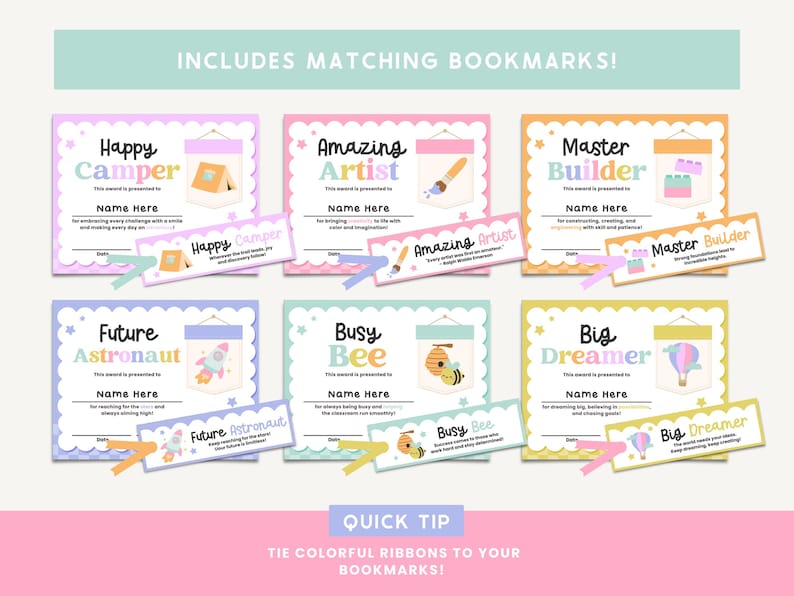 Editable Classroom End of Year Awards & Matching Bookmarks | Student ...