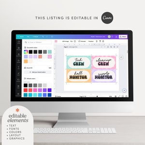 Classroom Job Display, Editable Canva Templates, Groovy Pastel ...