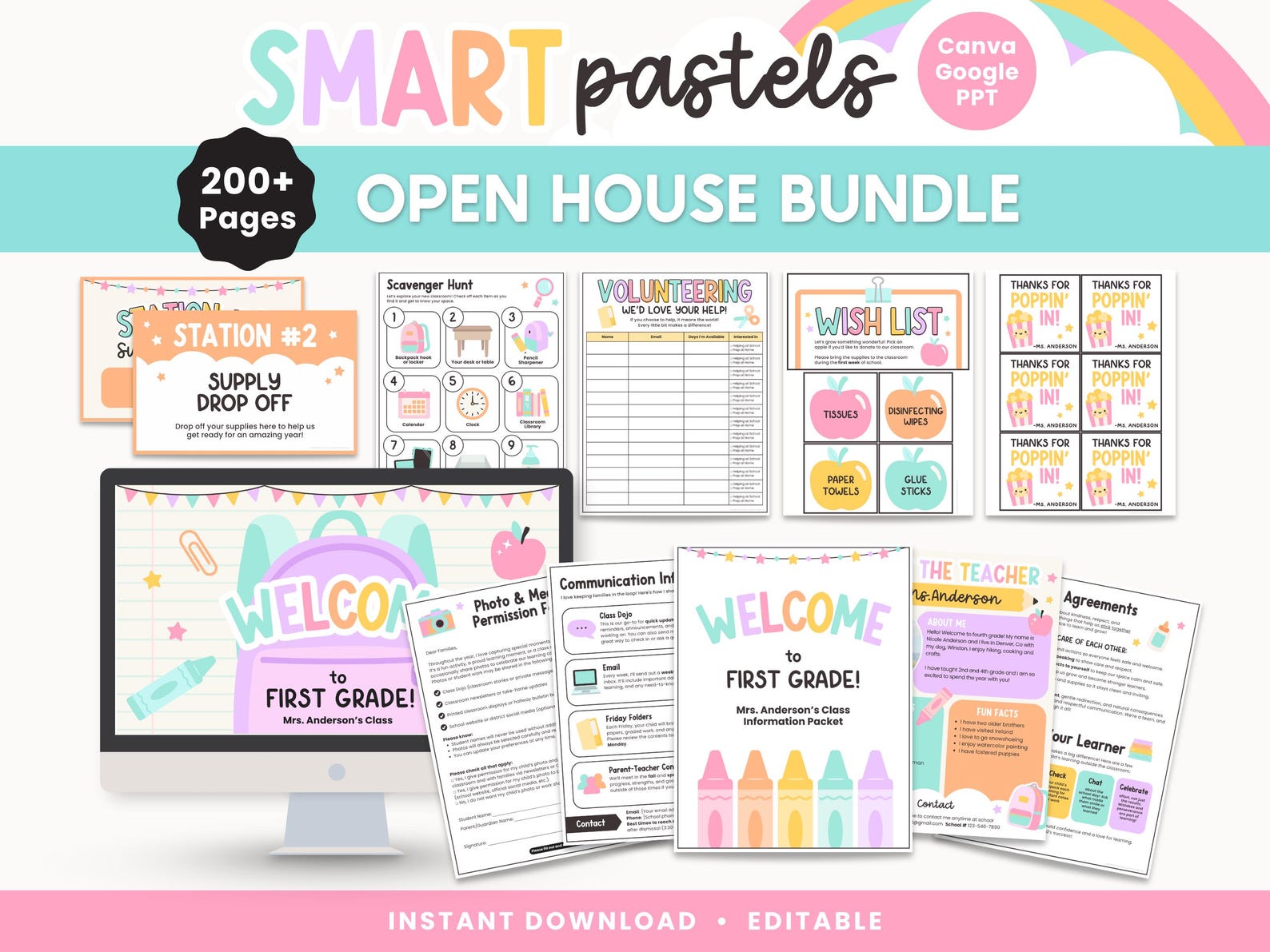 Back to School Open House Bundle | Editable Meet the Teacher Station ...