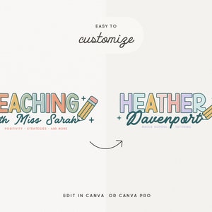 Colorful Teacher Logo Design - Editable Canva Template, Charming and ...