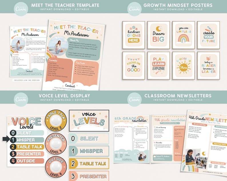 Editable Classroom Soft Clouds Complete Collection Printable Bundle ...