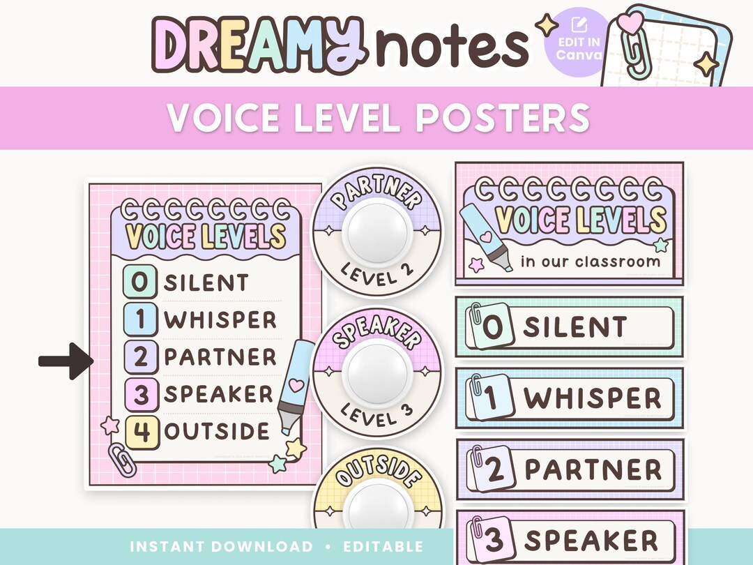 Voice Level Chart Classroom Printable Display, Editable in Canva ...