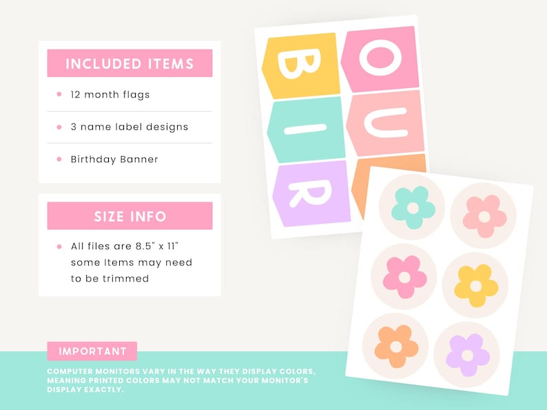 Classroom Birthday Printable Display, Editable in Canva, Bright Pastel ...
