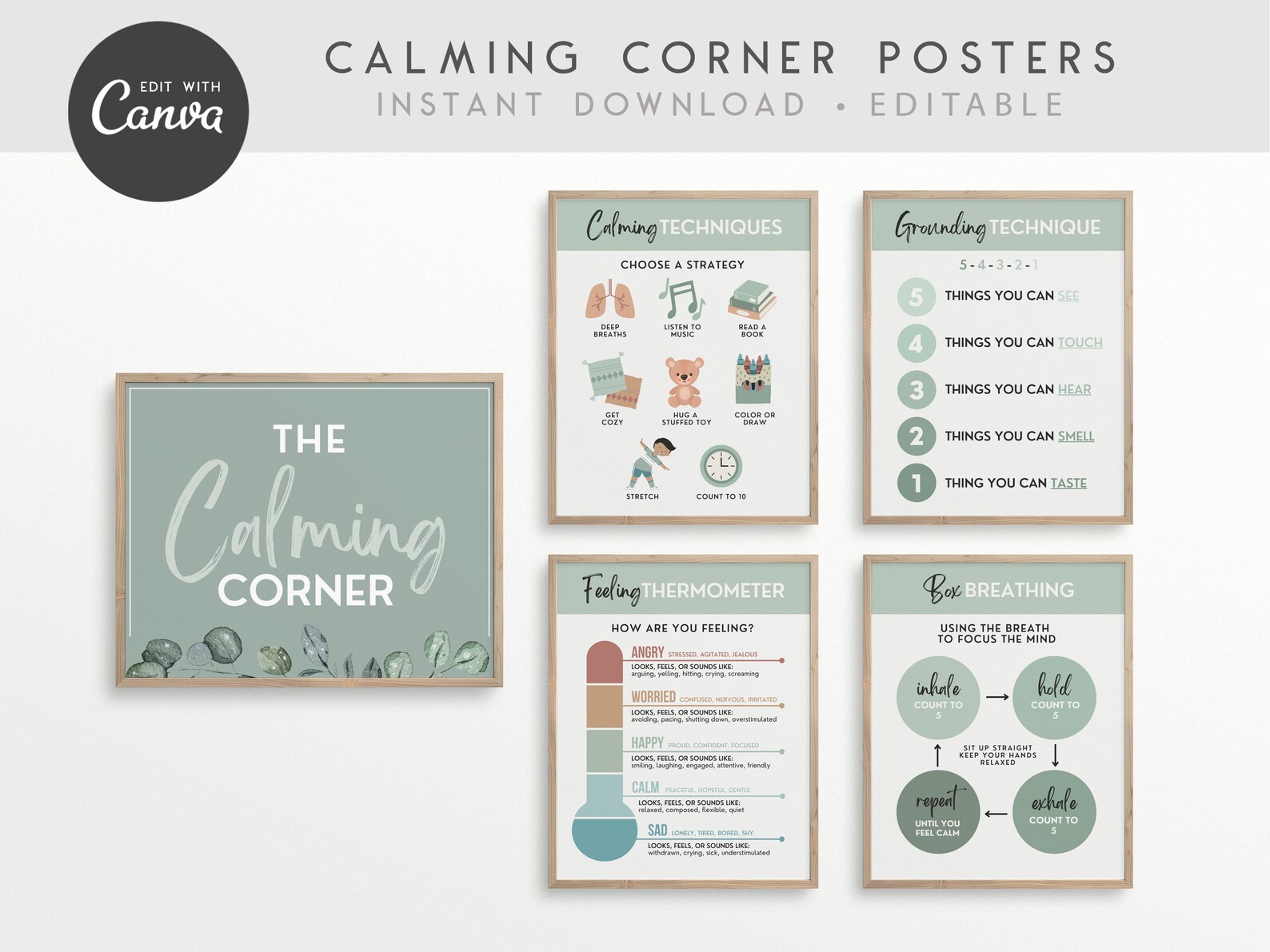 Calming Corner Editable Classroom Printables Calm Down - Etsy