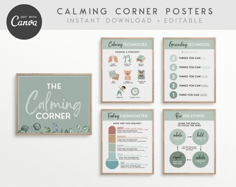 Calming Corner Editable Classroom Printables Calm Down - Etsy
