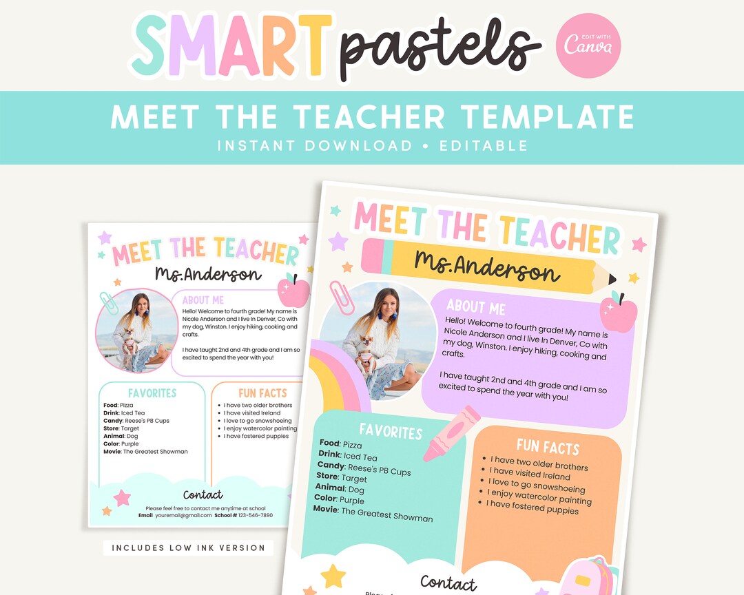 Meet the Teacher Classroom Printable Template, Teacher Introduction ...