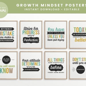 Editable Growth Mindset Classroom Printable Posters, Canva Classroom ...