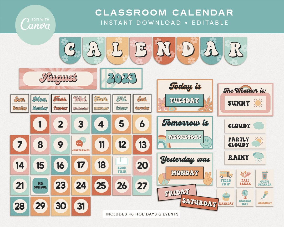 Classroom Calendar Display and Weather Station Editable - Etsy