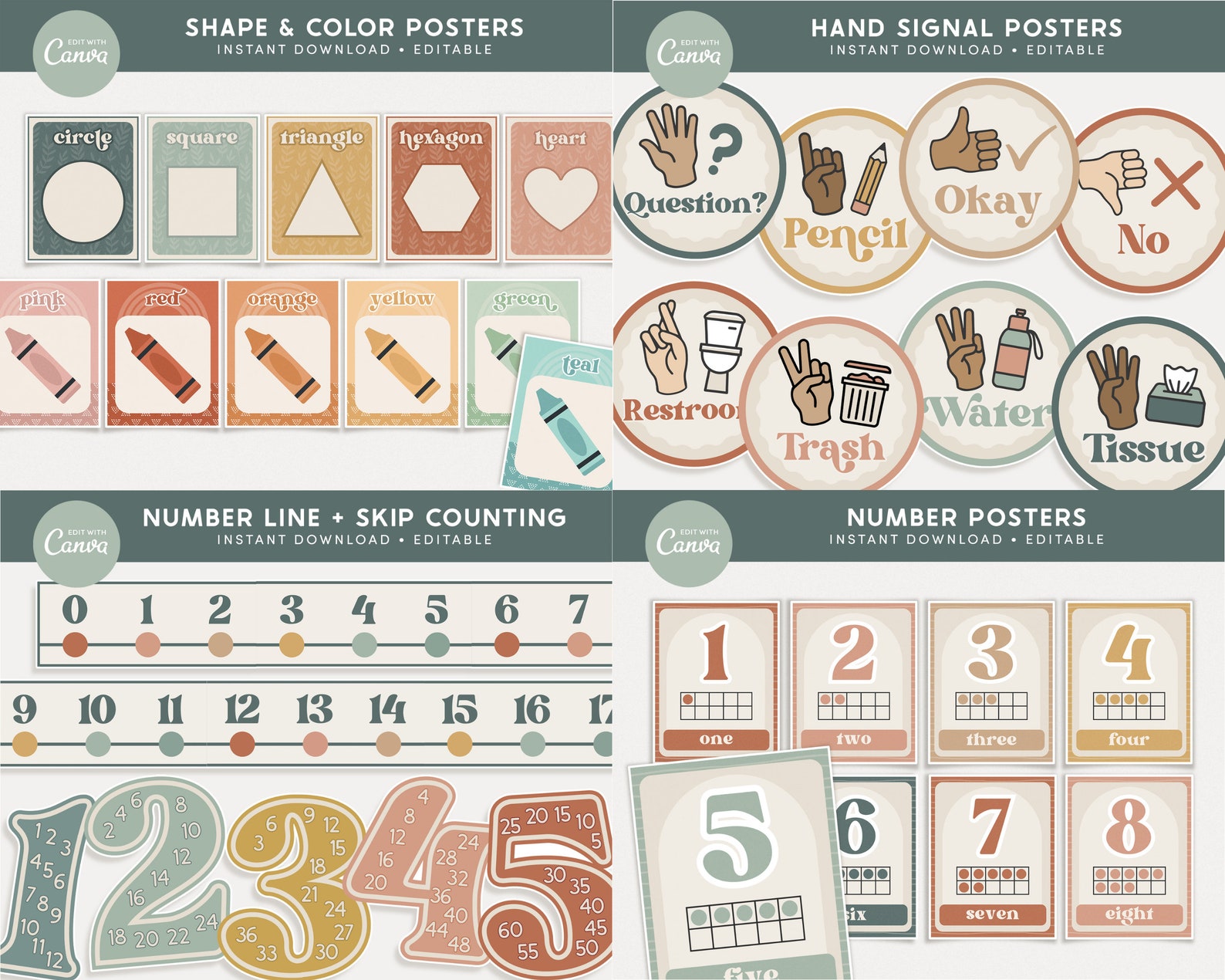 Editable Classroom Modern Boho Complete Collection Printable Bundle ...