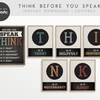 Editable Think Classroom Printable Posters, Think Before You Speak ...