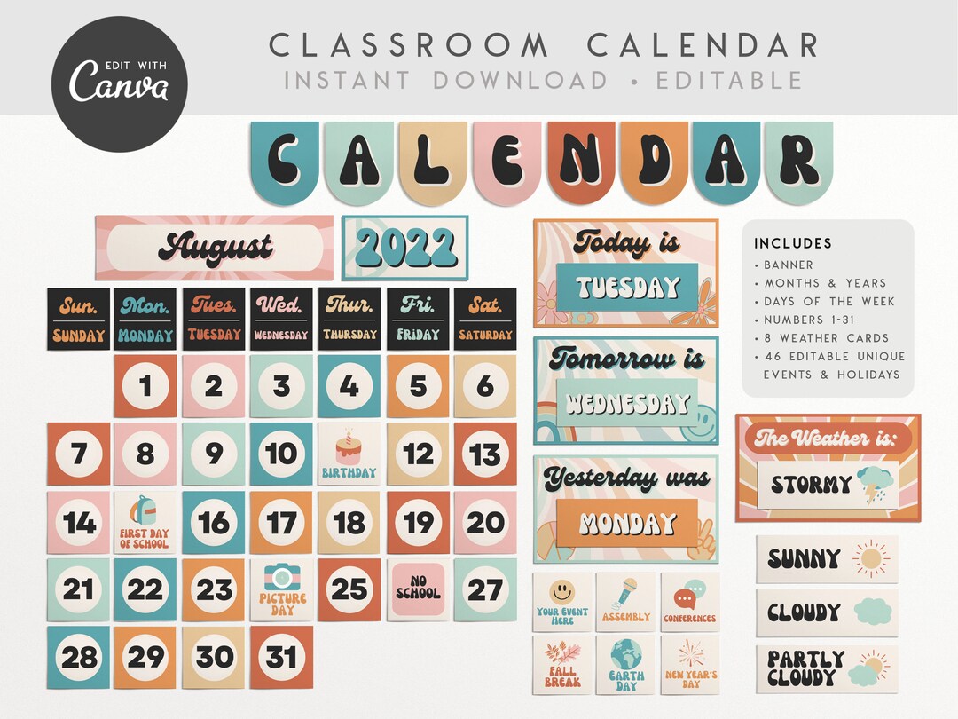 Classroom Calendar Display and Weather Station Editable - Etsy