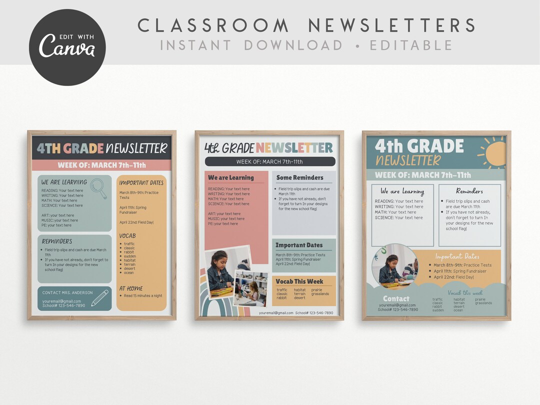 Classroom Newsletter Editable Templates Back to School - Etsy