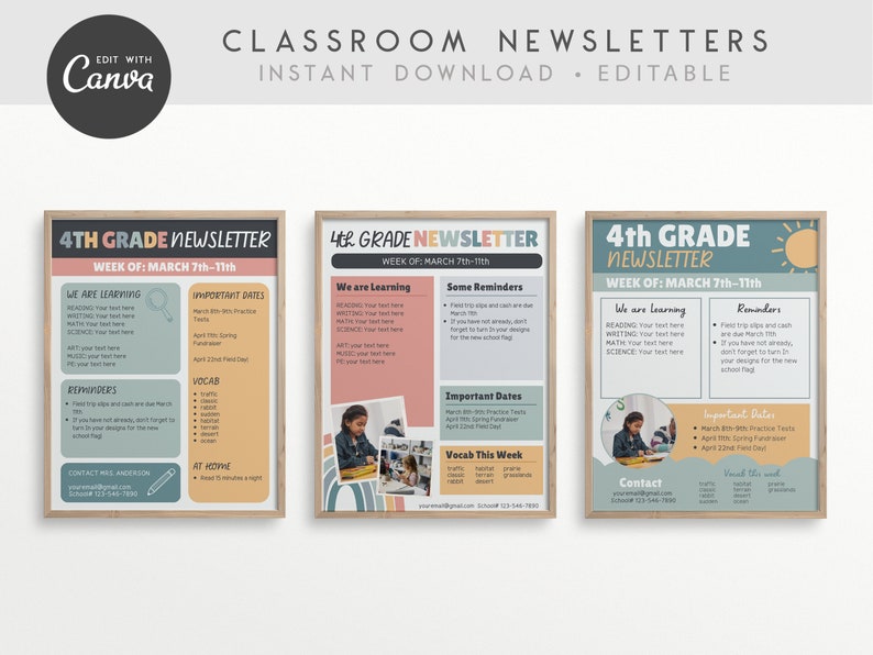 Classroom Newsletter Editable Templates Back to School - Etsy