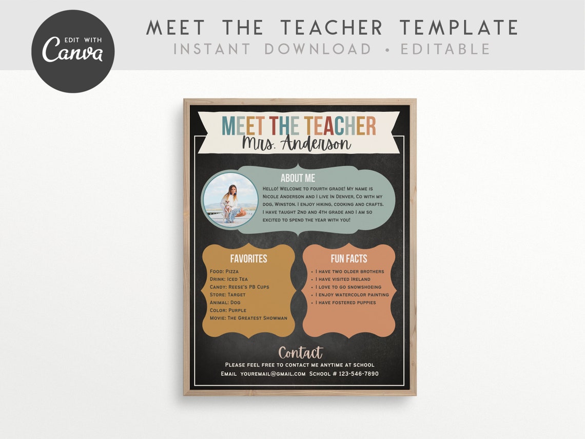Meet the Teacher Classroom Printable Template, Teacher Introduction ...