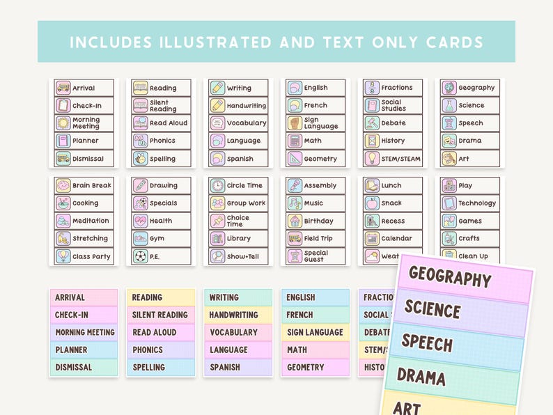 Editable Visual Schedule Cards | Colorful Pastel Classroom Timetable ...