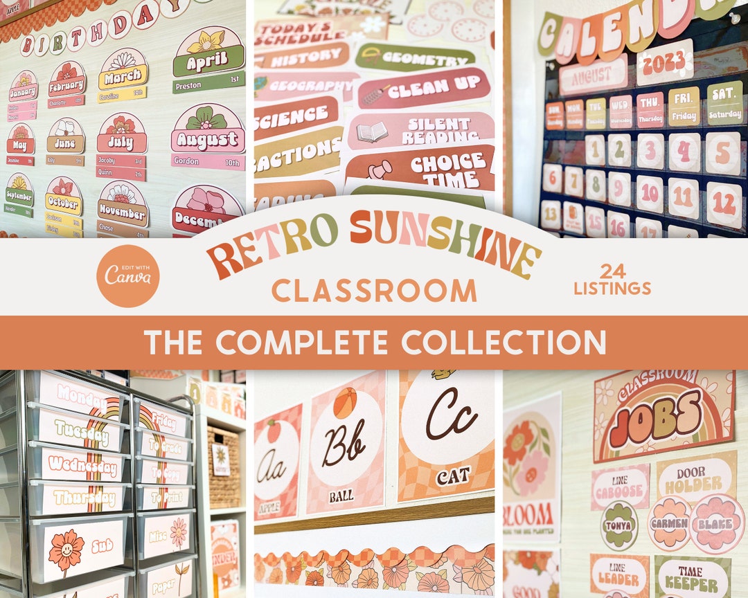 Editable Classroom Retro Sunshine Complete Collection Printable Bundle ...