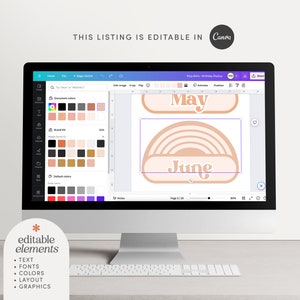 Classroom Birthday Printable Display, Editable in Canva, Boho Modern ...